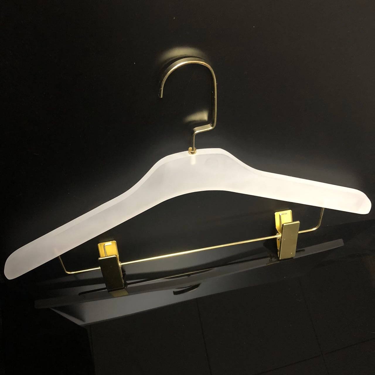 17 Inch Wide Matte Acrylic Hanger with Drop-Down Clips - Chinov Display