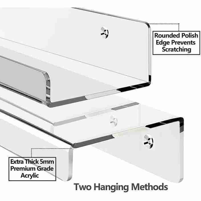 Clear Acrylic Floating Shelves Display Ledge Organizer 15”x4” - Chinov ...