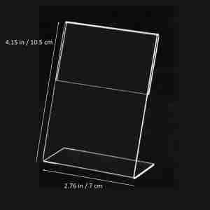 L Shape Acrylic Sign Holder 2.76x4.15 Inches Vertical - Chinov Display