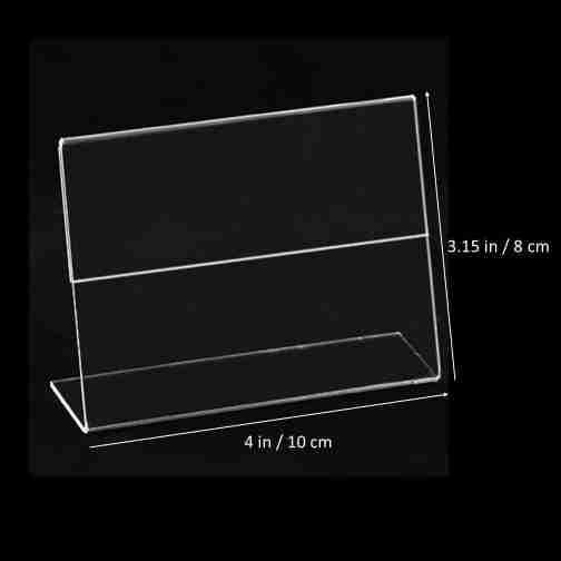 L Shaped Acrylic Sign Holders Horizontal 4x3.15 Inches - Chinov Display