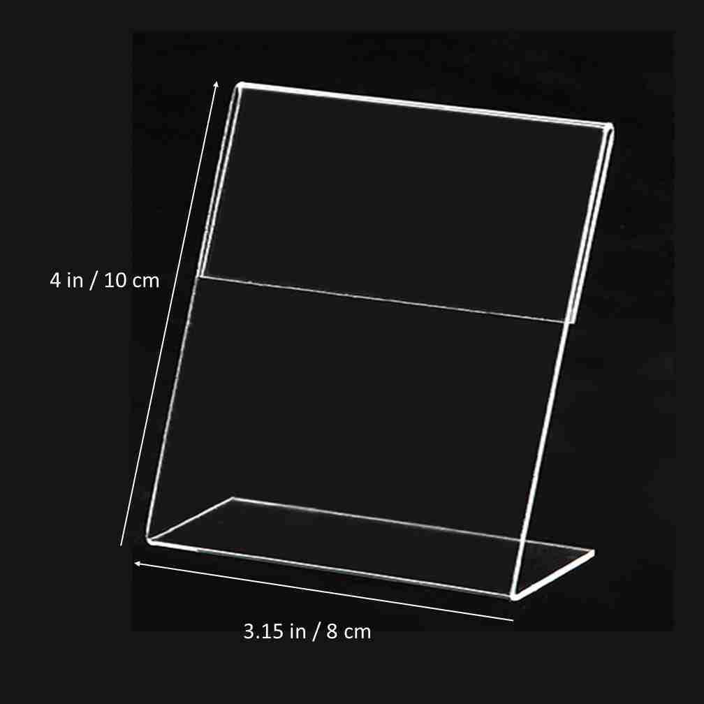L Shaped Acrylic Sign Holders Vertical 3.15x4 Inches - Chinov Display