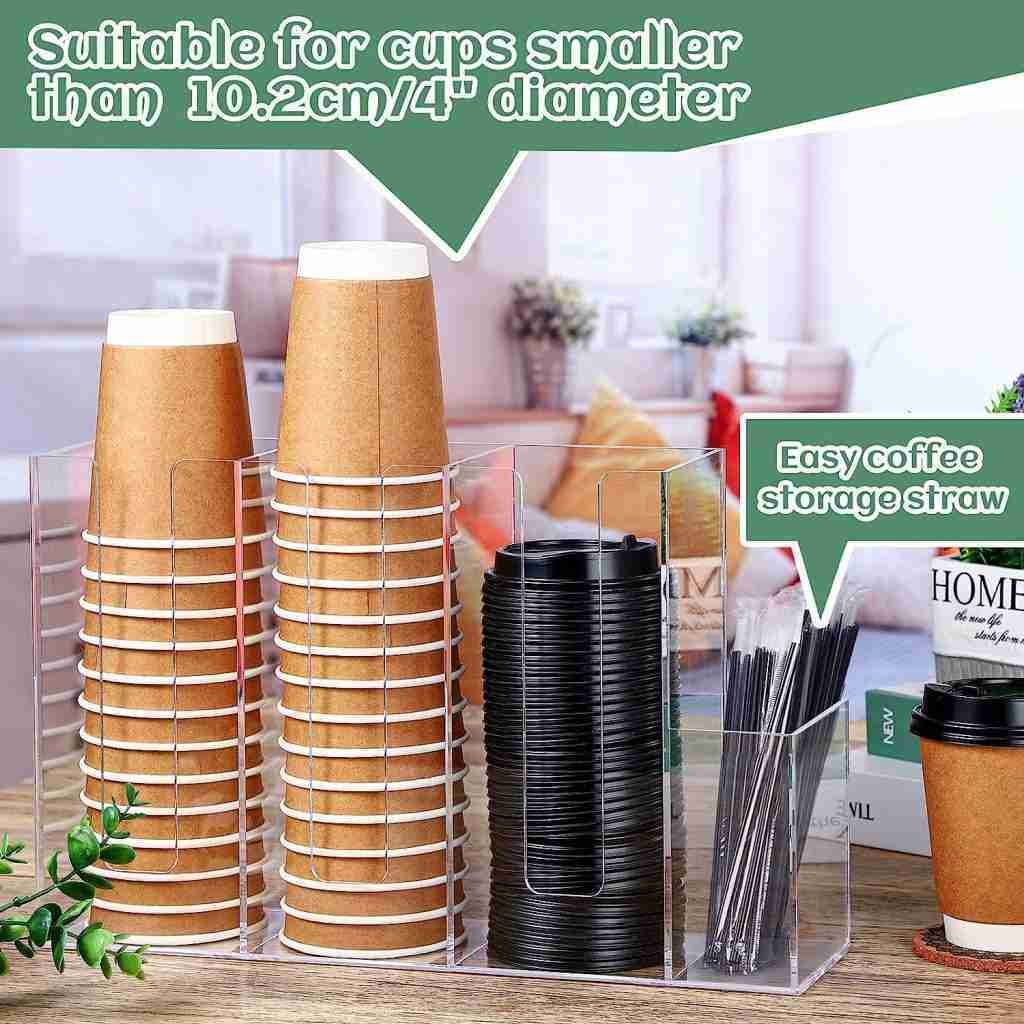 Acrylic Coffee Cup Storage Holder Paper Cup and Lid Sleeve Organizer 4 ...