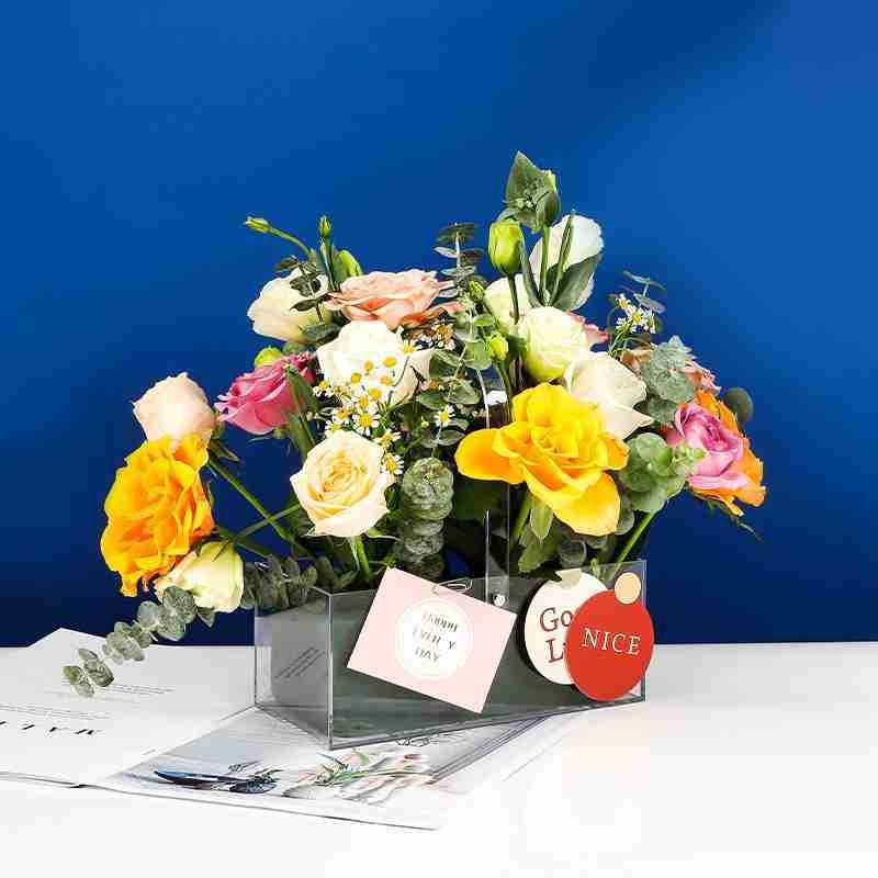 Acrylic Flower Arrangement Box Hand-held Fresh Floral Packing - Chinov ...