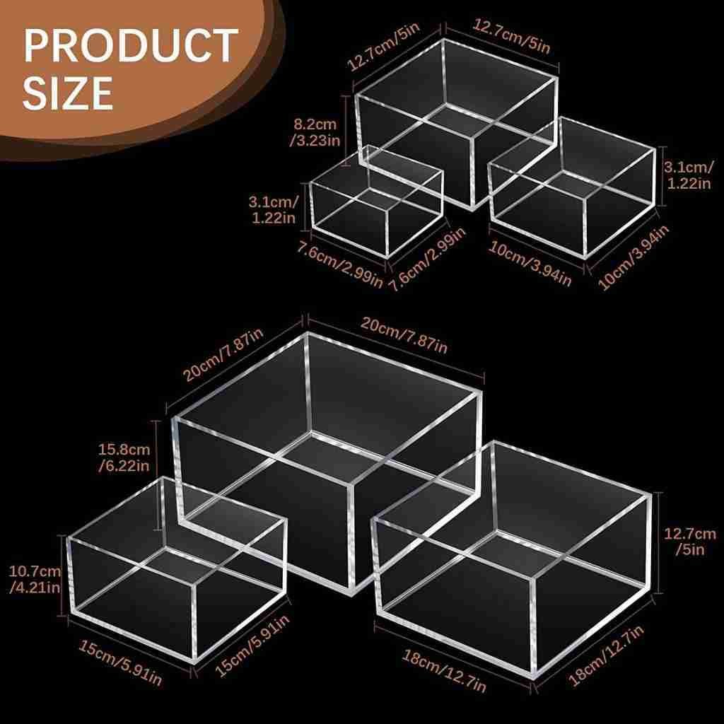 Clear Acrylic Cube Boxes Crystal Display with Hollow Bottoms 6 Sizes ...