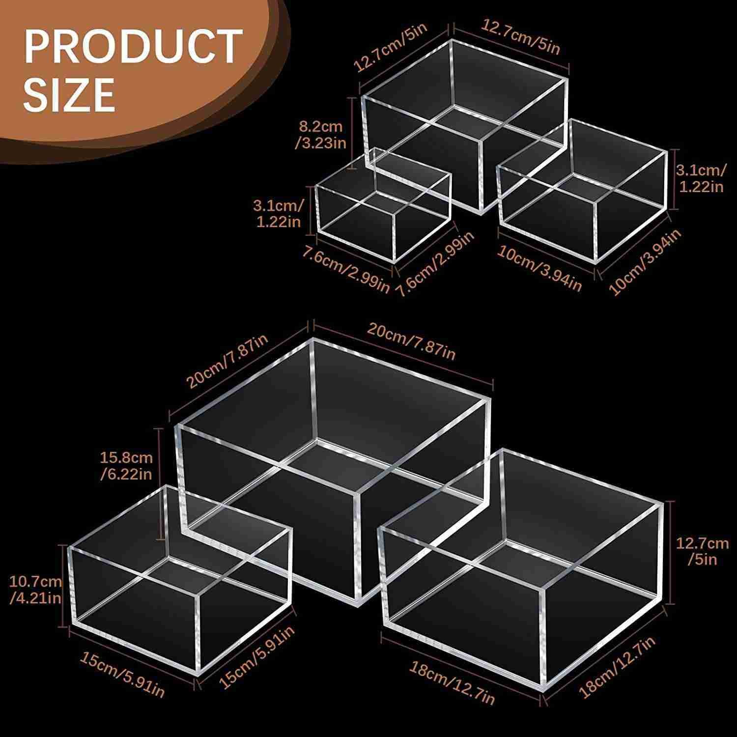 Clear Acrylic Cube Boxes Crystal Display with Hollow Bottoms 6 Sizes ...