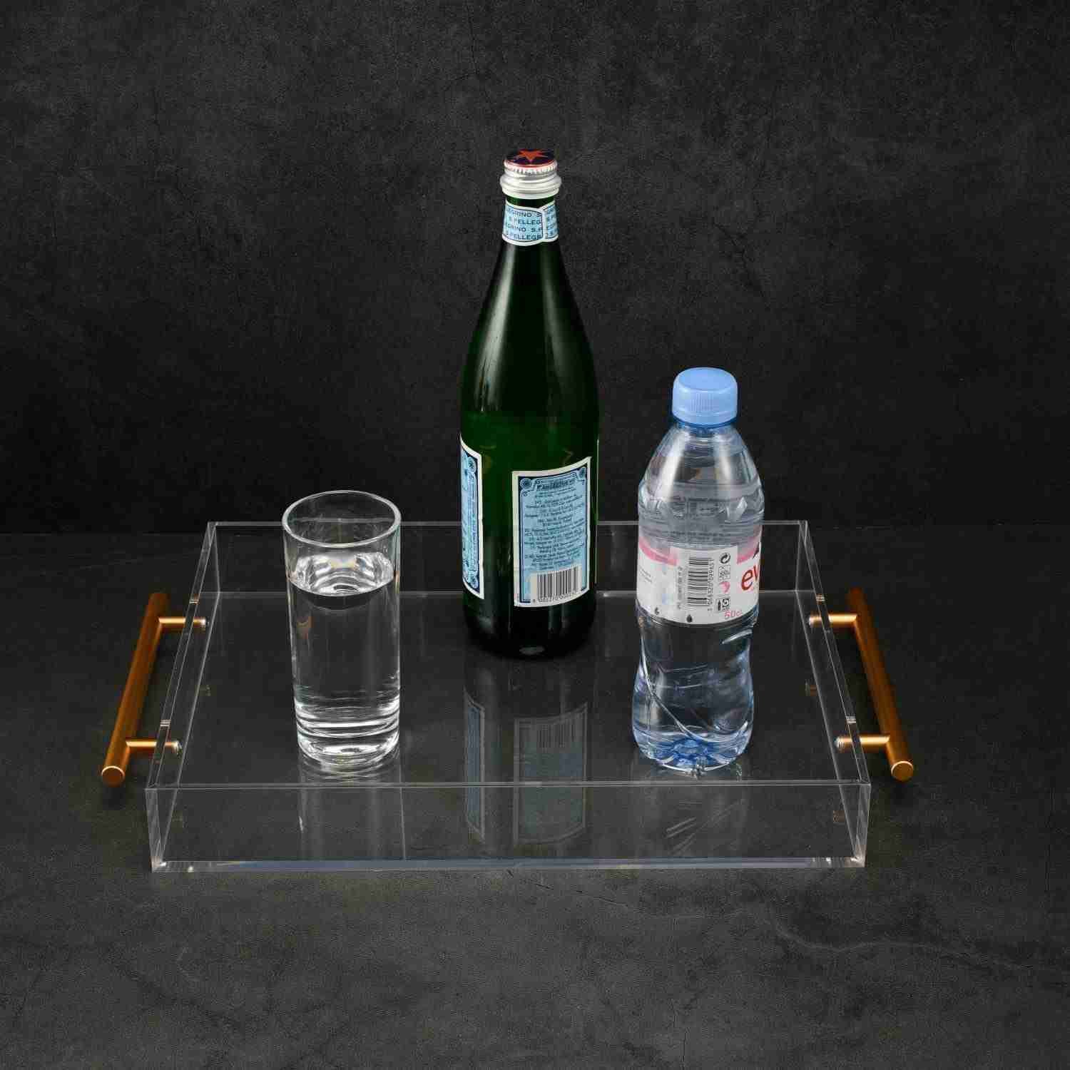 Clear Acrylic Tray with Gold Handles - Chinov Display