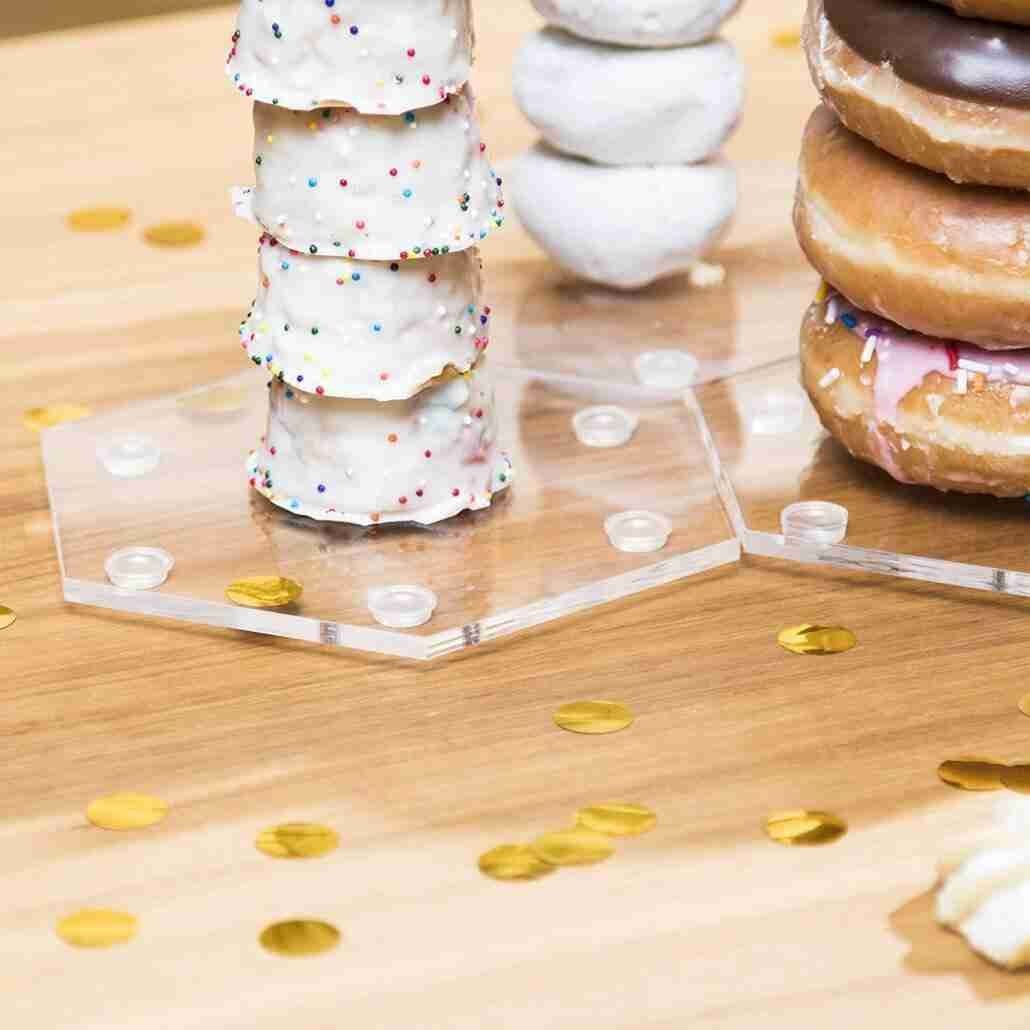 Clear Acrylic Donut Stands With Hexagan Base Detachable