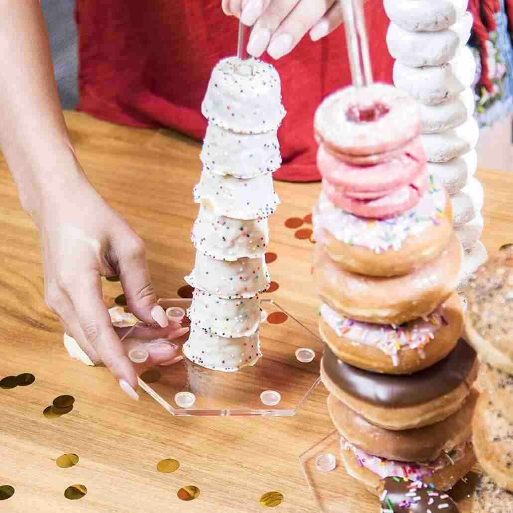 Clear Acrylic Donut Stands With Hexagan Base Detachable