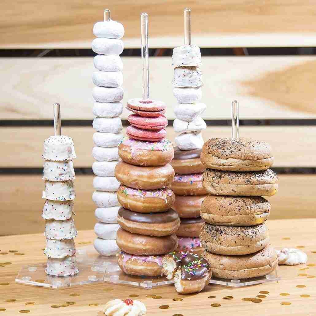 Clear Acrylic Donut Stands With Hexagan Base Detachable
