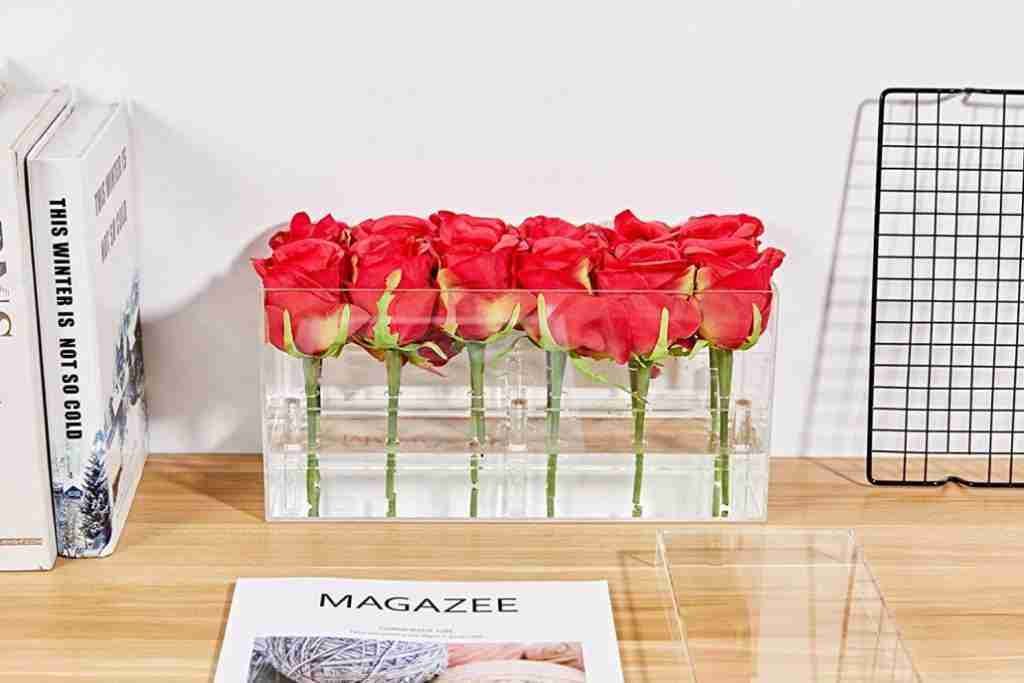 Acrylic Flower Box with Lid Retangular For Holding 12 Roses - Chinov ...