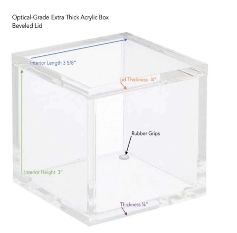 Optical-Grade Extra Thick Acrylic Box Beveled Lid 10.5x10.5x9cm ...