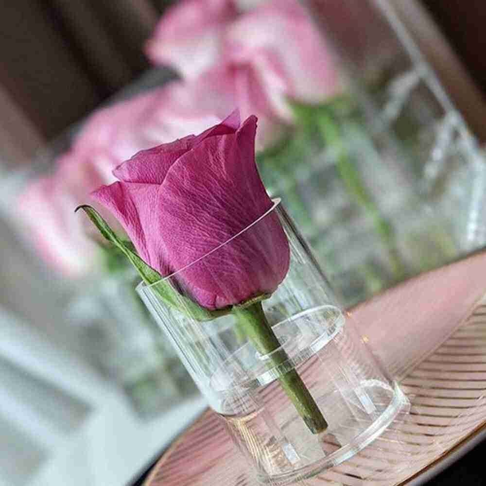 Small Round Acrylic Rose Box with Lid for Holding 1 Rose - Chinov Display