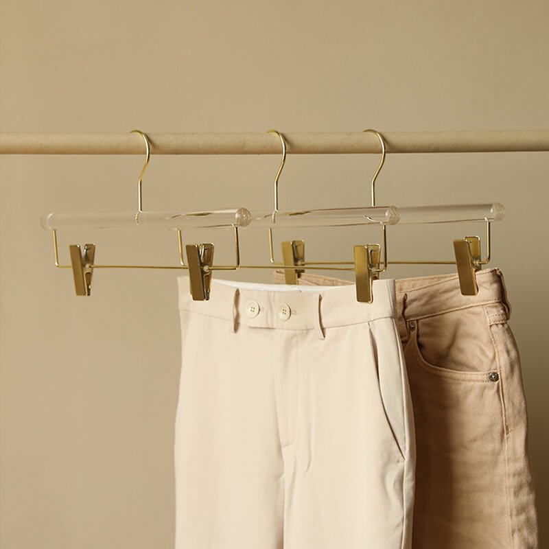 Acrylic Clothes Hanger for Pants with Drop-hanging Clips 33 cm Wide 20 ...