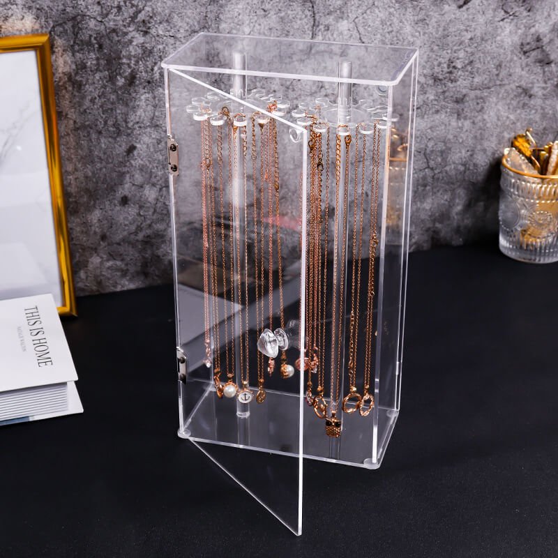 Acrylic Necklace Storage Box Clavicle Chain Display Rack Revolving ...