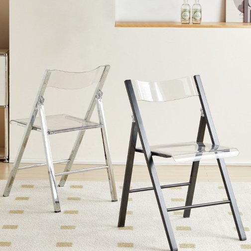 Clear Acrylic Folding Chair with Gold/Silver Frame - Chinov Display