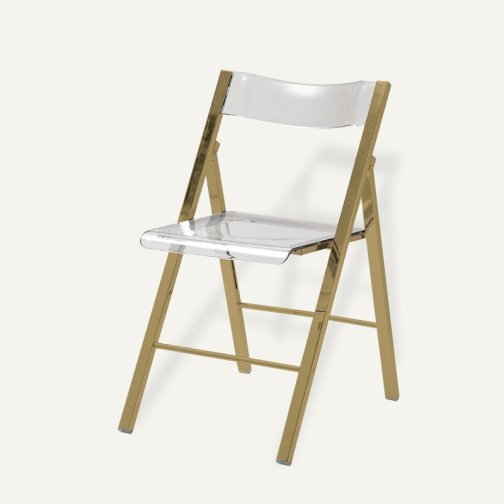 Clear Acrylic Folding Chair with Gold/Silver Frame - Chinov Display