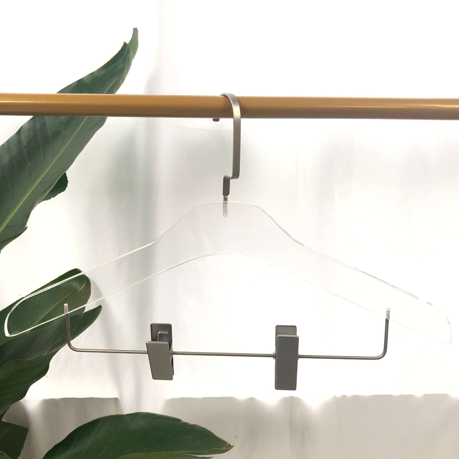 Clear Acrylic Hanger with Drop-hanging Clips 43 cm Wide - Chinov Display