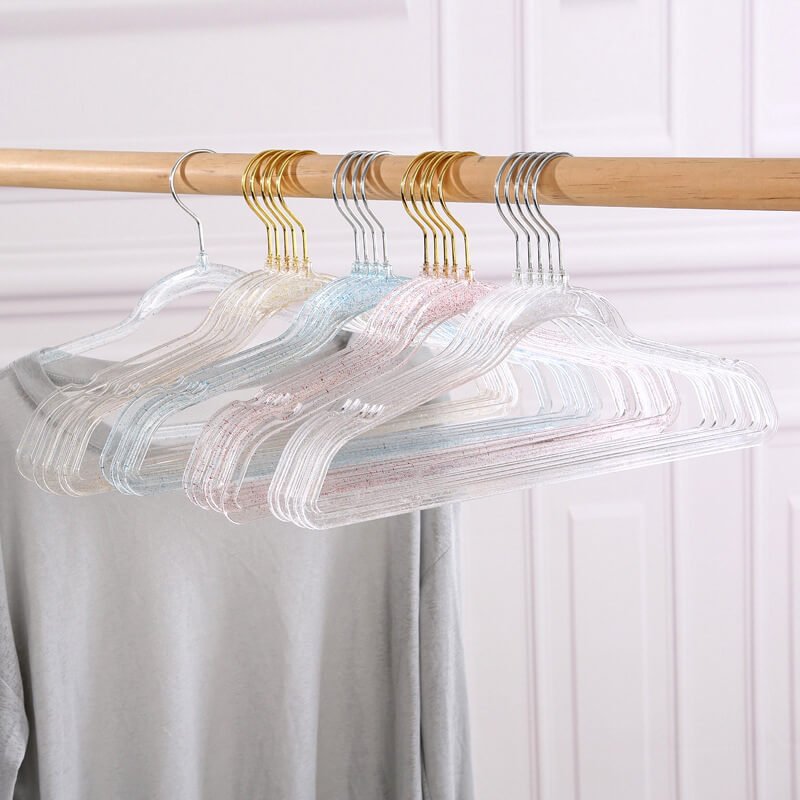 Clear Thin Plastic Hangers with Glitters - Chinov Display