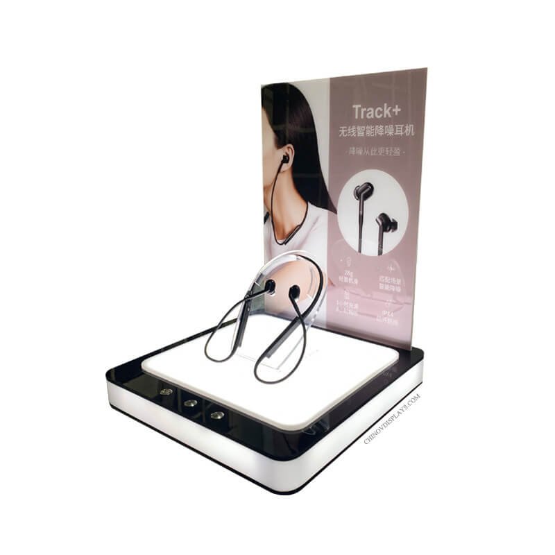 Contemporary Acrylic Bluetooth Earphones Showcase - Chinov Display