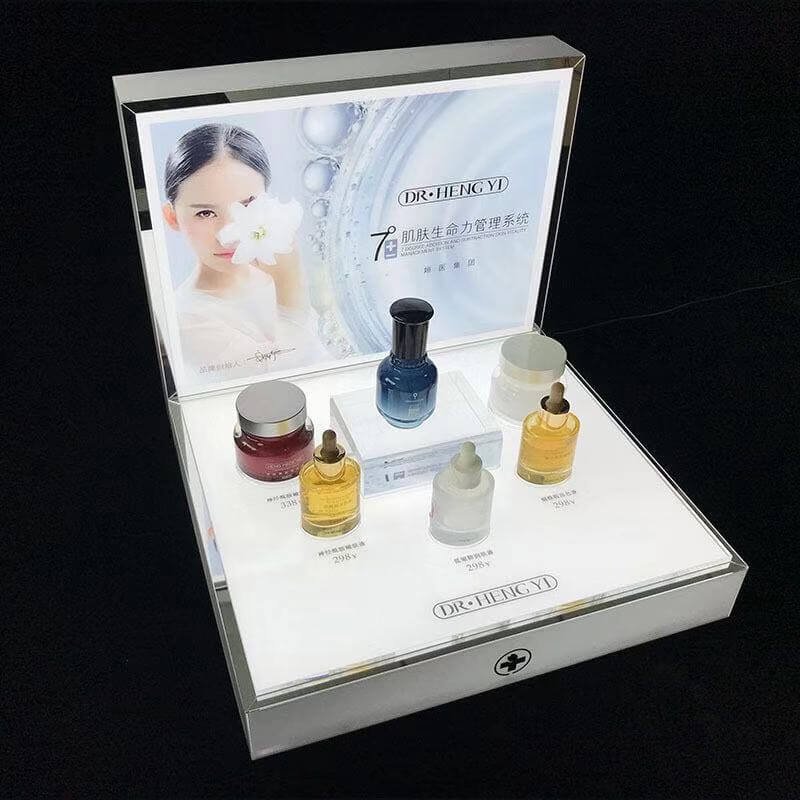 Custom Acrylic Skincare Display Stand with LED Highlighting - Chinov ...