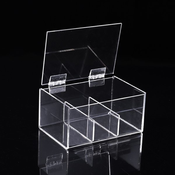 Customizable Clear Acrylic Box with Dividers & Hinged Lid - Chinov Display