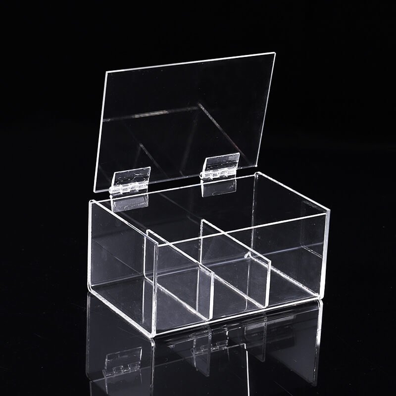 Customizable Clear Acrylic Box with Dividers & Hinged Lid - Chinov Display