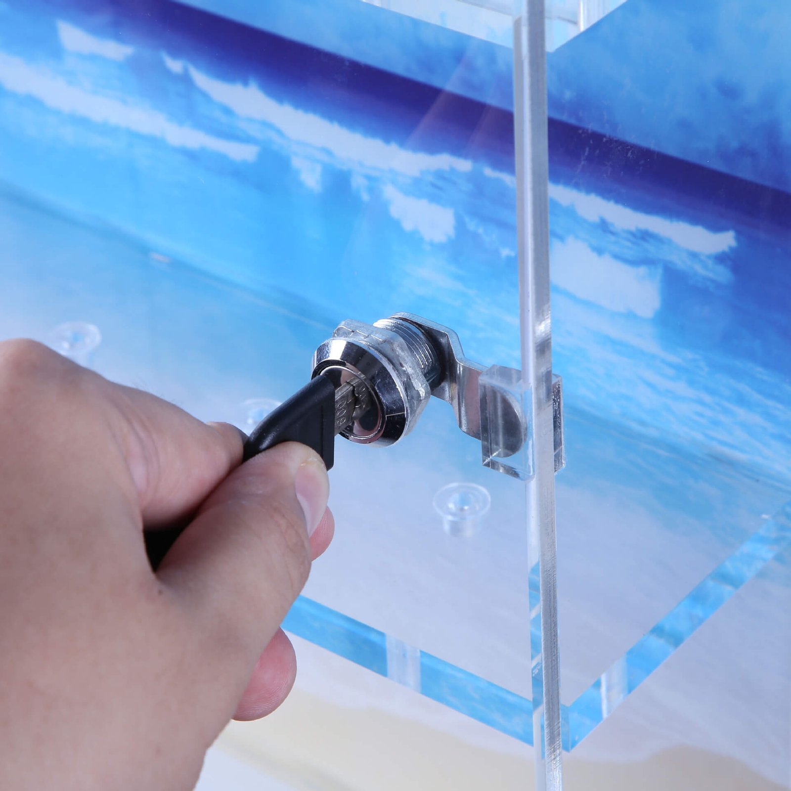 Elegant Ocean-Themed Acrylic Display Case with Secure Lock - Chinov Display