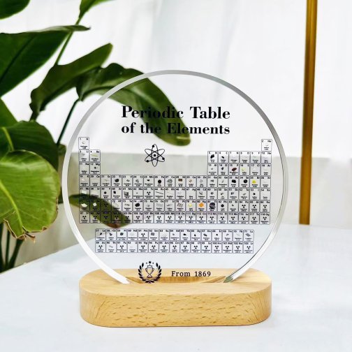 Round Periodic Table Display with Wood Base - Chinov Display