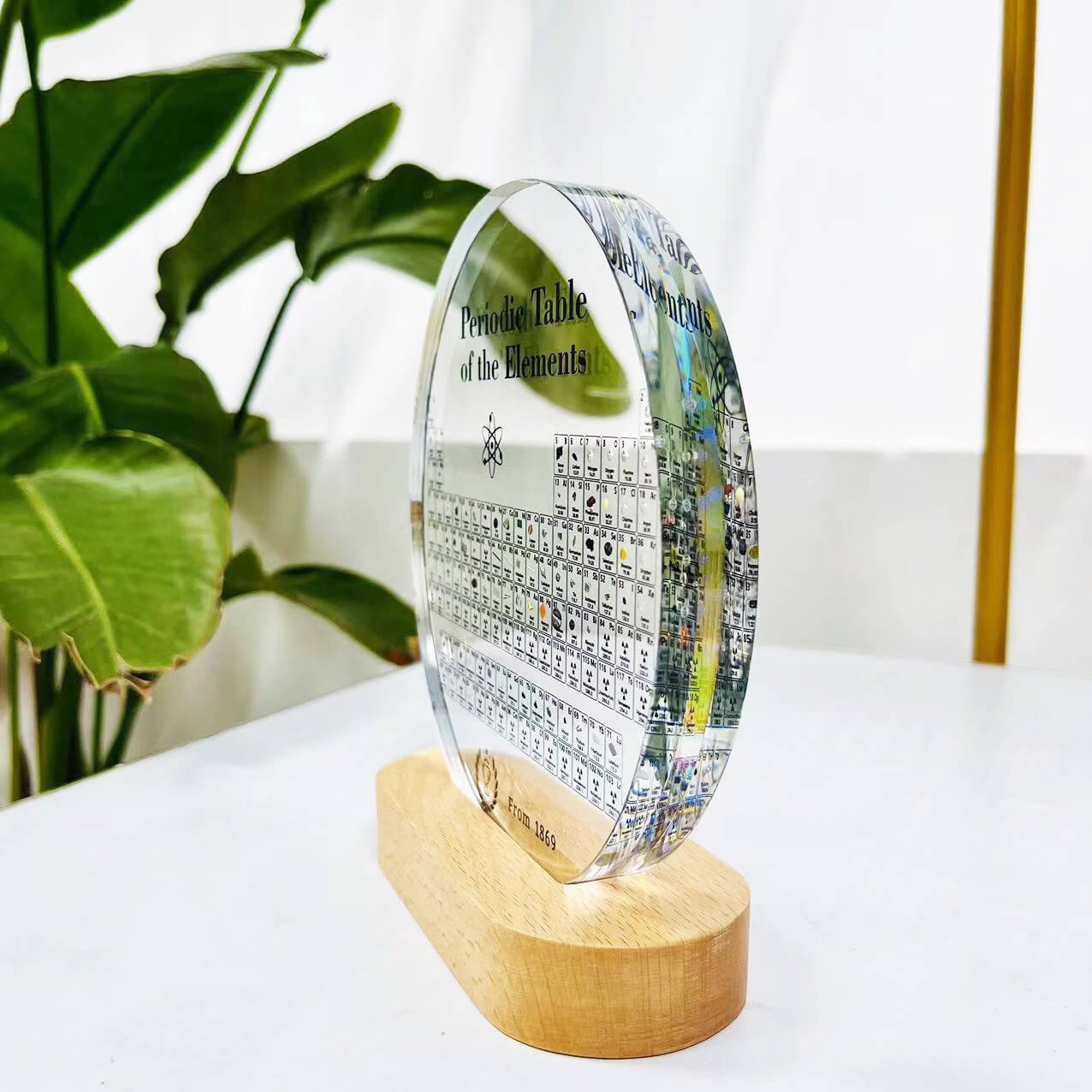 Round Periodic Table Display with Wood Base - Chinov Display