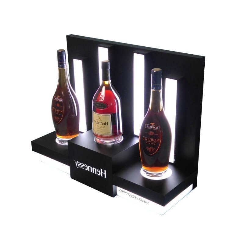 Set-of-Three Custom Acrylic Display LED Wine Stand For Pub - Chinov Display