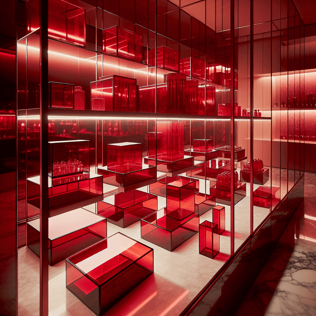 Translucent Red 5 Sides Custom Acrylic Case - Chinov Display